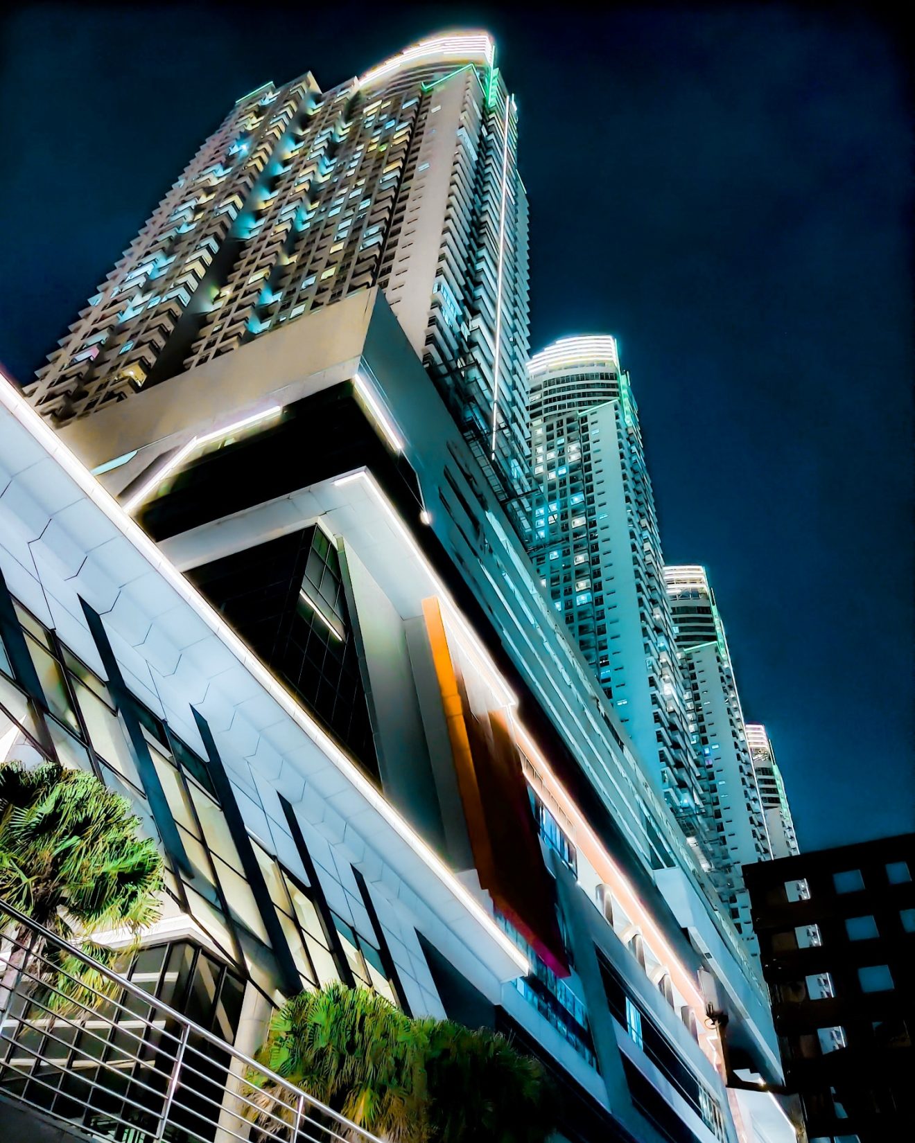 Glowing neon building at night - Exibart Street